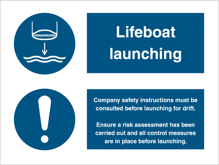 Mandatory sign - Lifeboat launching procedure » Best Pris på Prisradar.no
