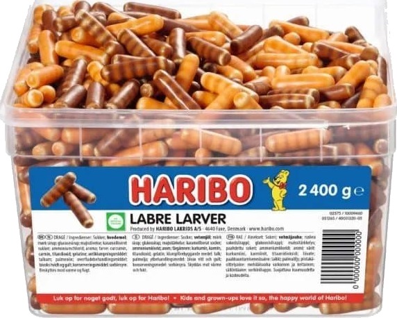 Haribo Labre Larver 2,4 kg i plastbøtte » Best Pris på Prisradar.no