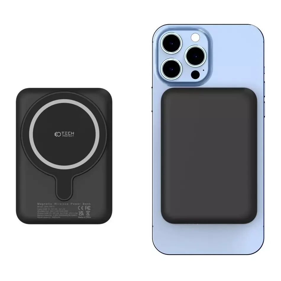 Tech-Protect Trådløs Powerbank 5000 mAh - MagSafe Kompatibel - Svart ...