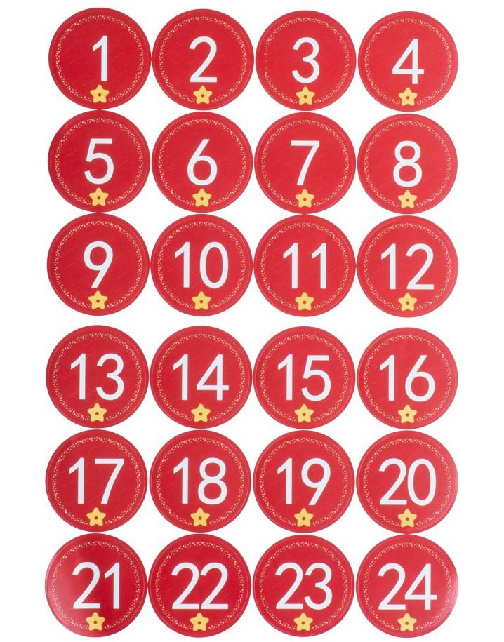 48 stk 1 24 Nummer Klistremerker til Gavekalender med Julemotiver ...