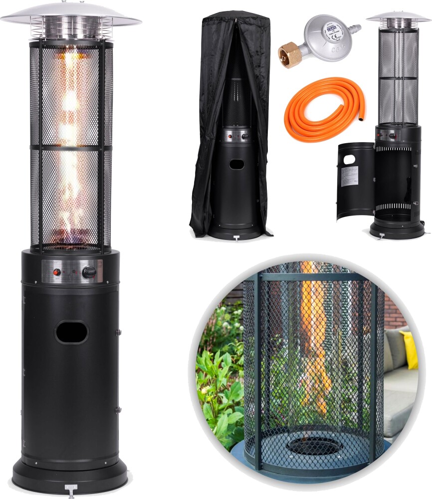 Gass terrassevarmer 13 kW glass til hage patio regulator slange trekk ...