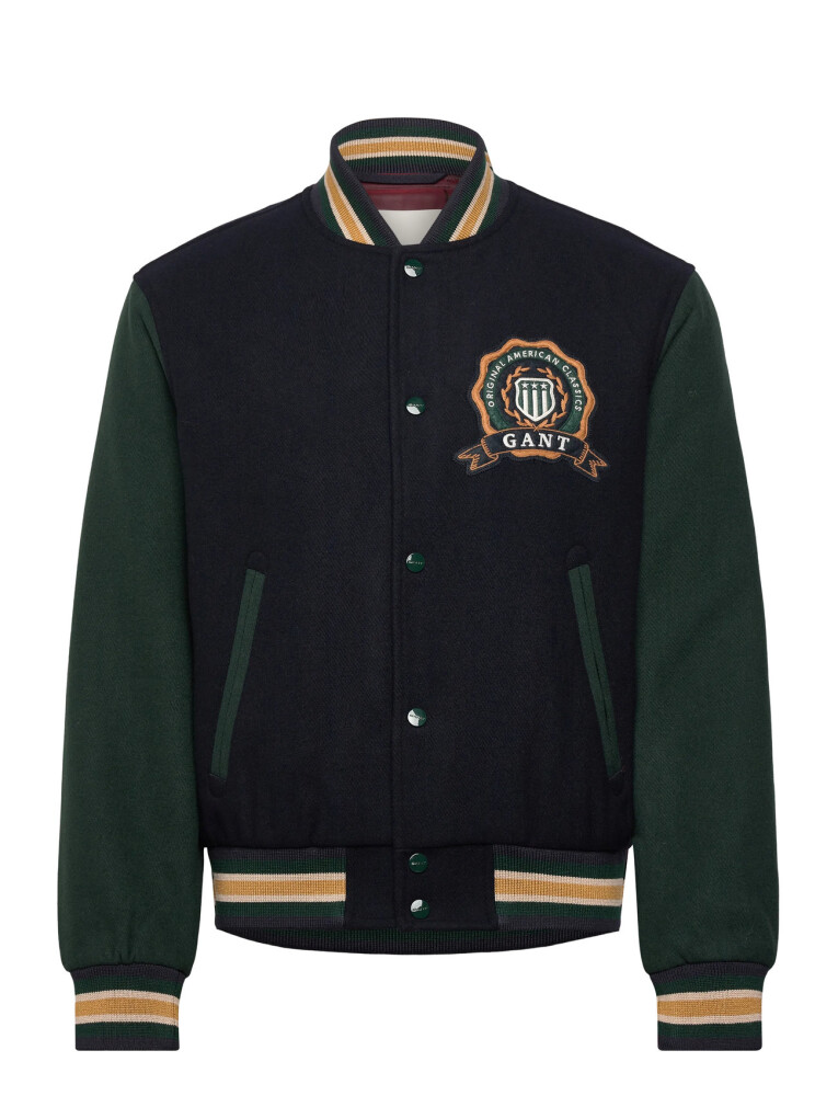 GANT Wool Mix Varsity Jacket - Black - XXXL » Best Pris på Prisradar.no