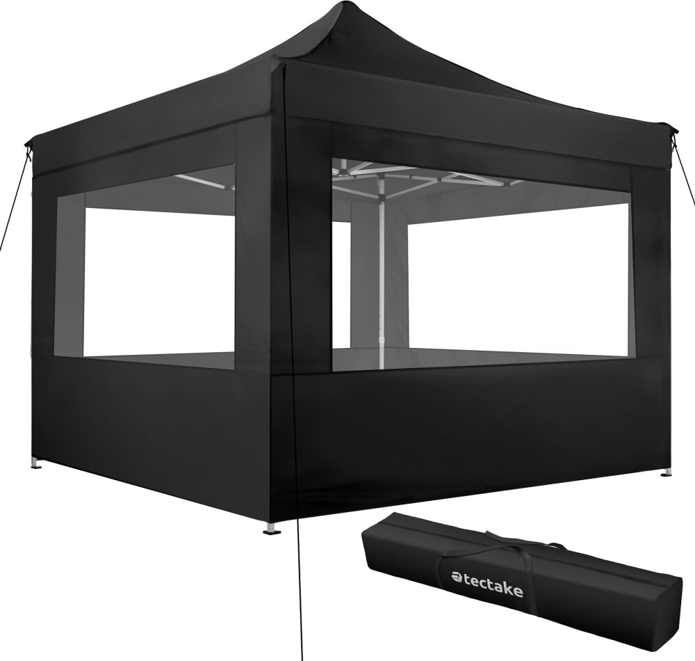 tectake Partytelt, hagepaviljong Olivia 3x3 m med 4 vegger - svart ...