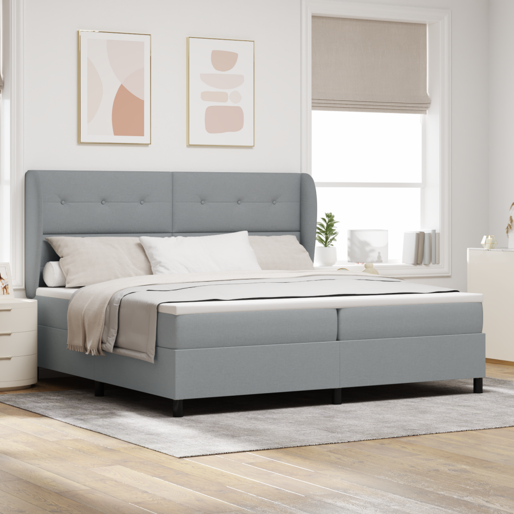 Box Spring Seng med Madrass Lysegrå 200x200 cm Stoff » Best Pris på ...