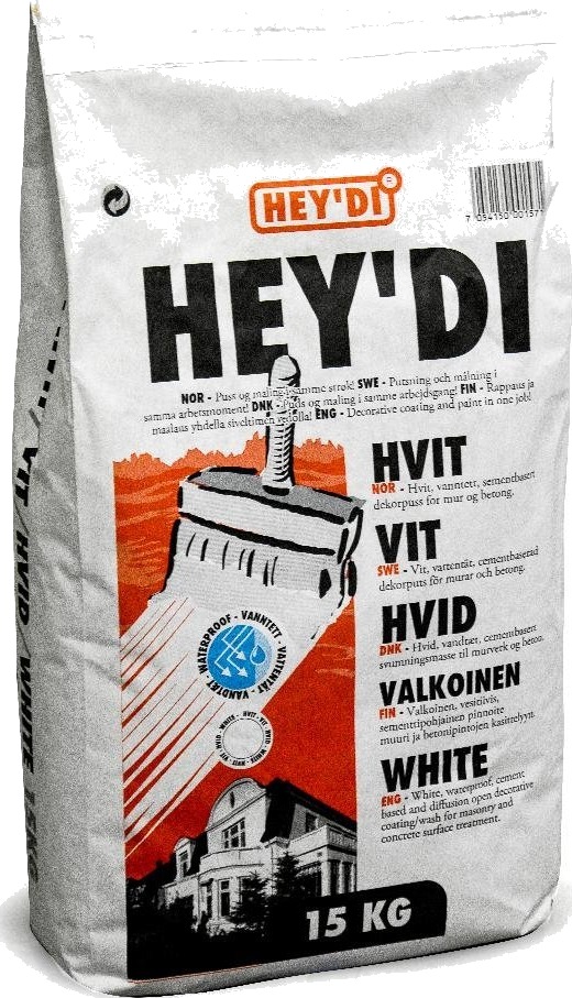 Hey'di slemming hvit 15 kg heydi vanntett dekorpuss for mur og betong ...