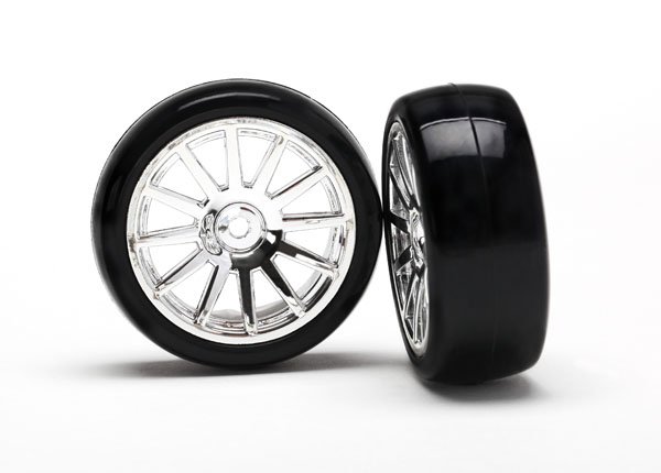 Traxxas 7573 12-SP CHROME WHEELS SLICK TIRES » Best Pris på Prisradar.no