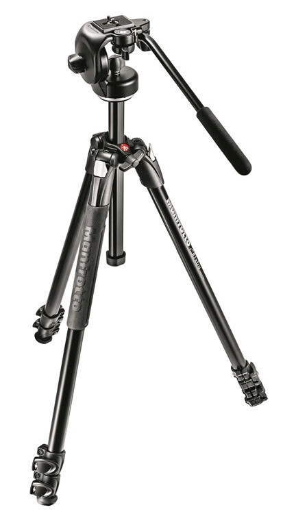 Manfrotto 290 Xtra Alu 3-Section Tripod Kit with 128RC Fluid Head ...