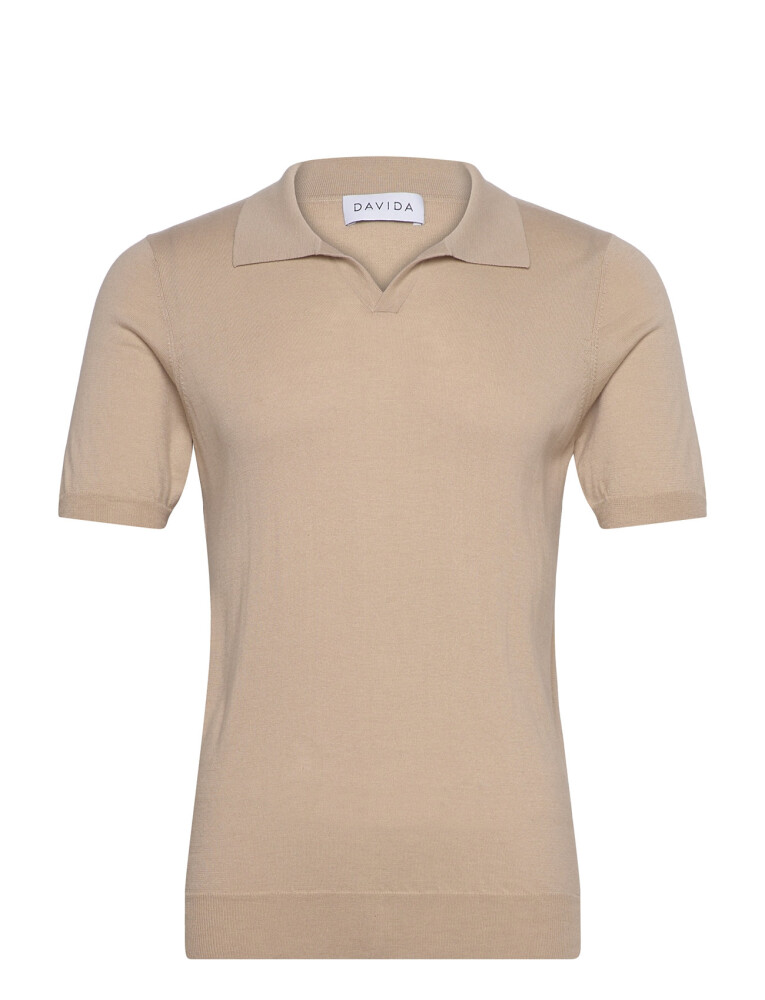 Davida Cashmere Man Fine Knit Open Collar T Shirt Beige L » Best Pris ...