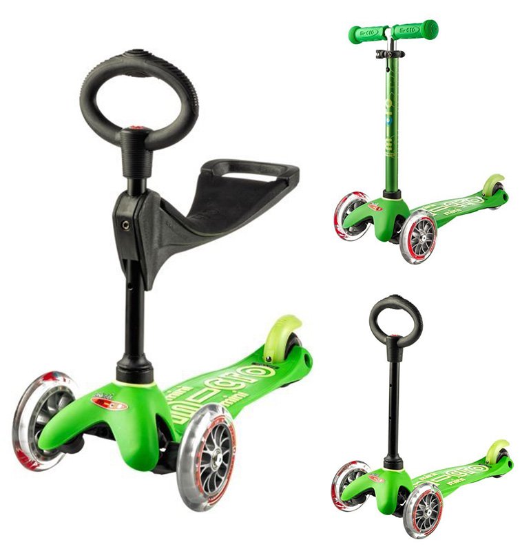 Micro Mini 3in1 Deluxe sparkesykkel for barn tre hjul, avtagbart sete ...
