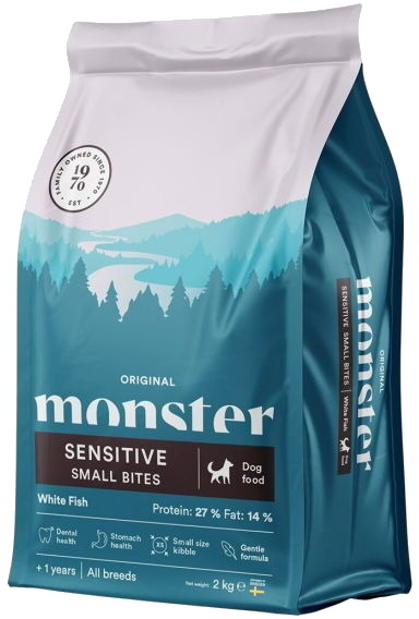 Monster Pet Food Monster Dog Original Sensitive White Fish Small bites ...