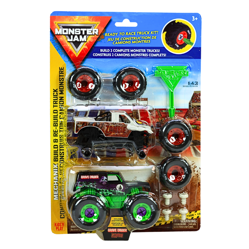 Monster Jam Monstertruck Mechanix 1:43 Grave Digger Og Zombie » Best ...