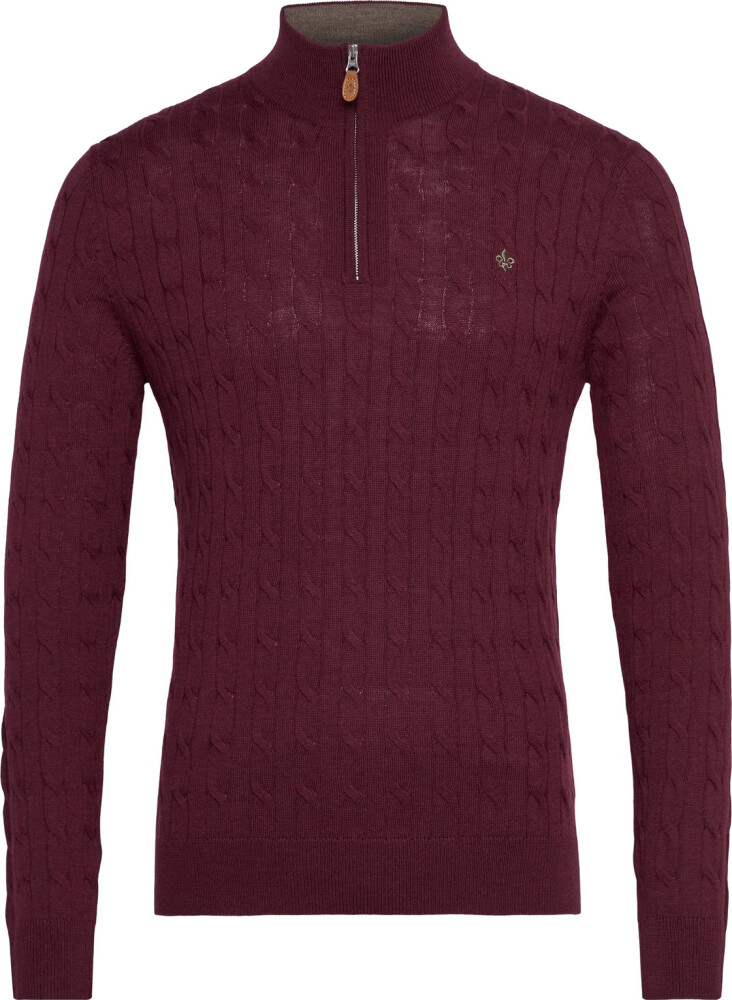 Morris Merino Cable John Zip - Burgundy - XL » Best Pris på Prisradar.no