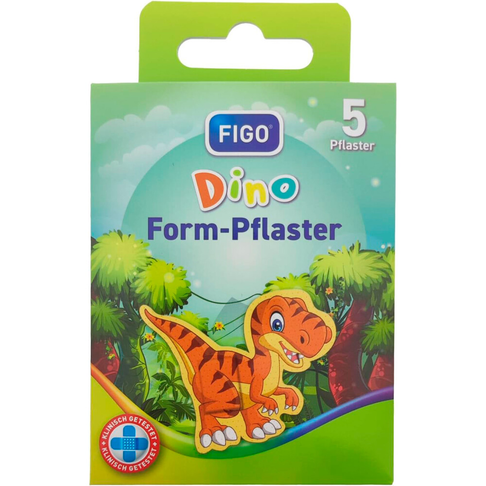 Barneplaster FIGO Dinosaur-formet 5 pcs. » Best Pris på Prisradar.no
